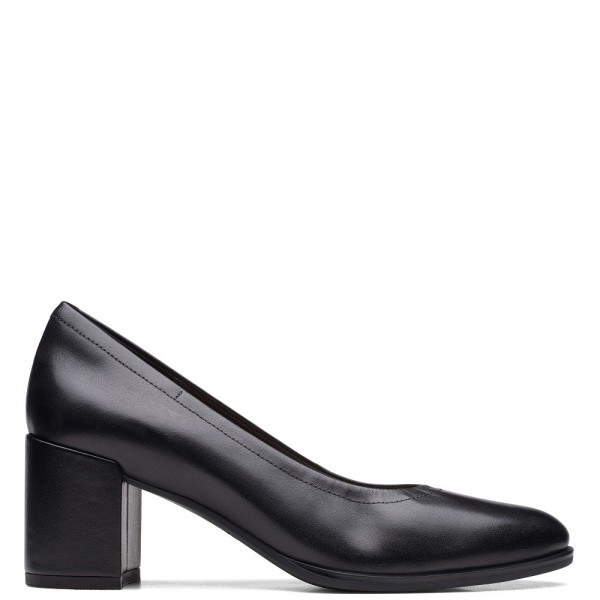 Clarks FREVA55 COURT Γυναικείες Γόβες Μαύρο Δέρμα